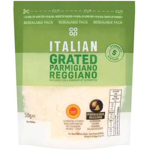 Co-op Italian Grated Parmigiano Reggiano (50g) – Blackgold Foods